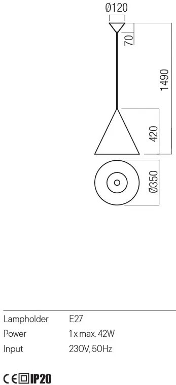 Redo Minimalistické závěsné svítidlo KONOS, ø35cm Barva: Bílá