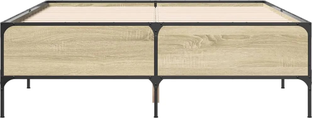 Rám postele dub sonoma 140 x 190 cm kompozitní dřevo a kov 3279808
