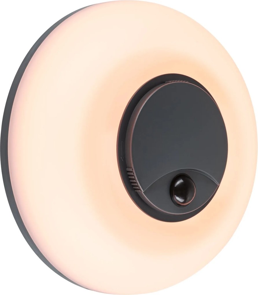 P 94956 LED venkovní nástěnné svítidlo Aureva pohybové čidlo IP65 kruhové 220mm 2200 - 4000K 20,5W 230V antracit/bílá polykarbonát - PAULMANN