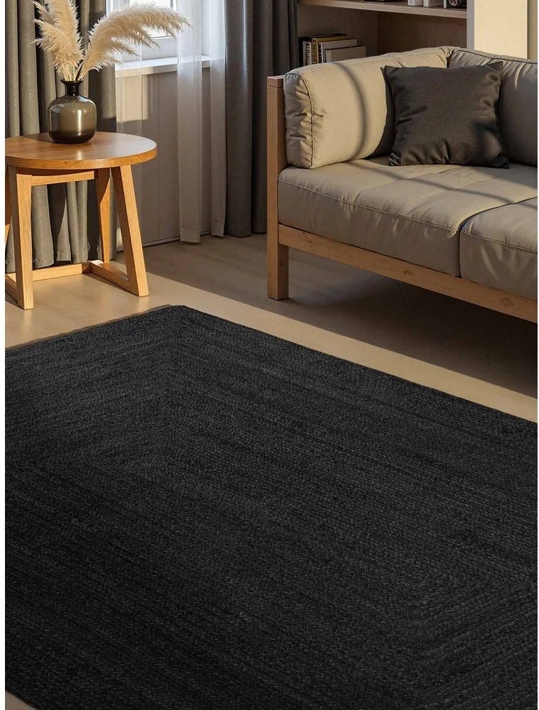 Černý oboustranný/ručně tkaný jutový koberec 120x180 cm Juno – Hanse Home