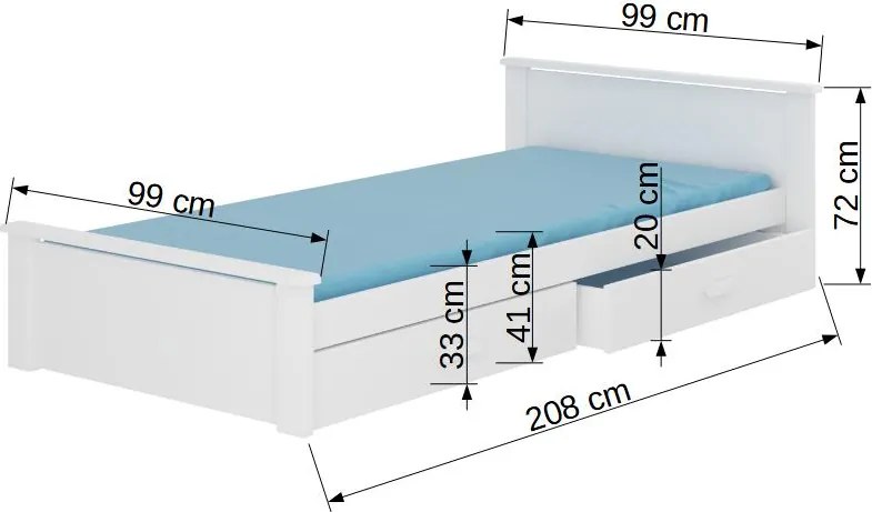 ADRK Furniture Postel s matrací ALDEX 200x90 CH-Alde-W+S-208+M-E1940