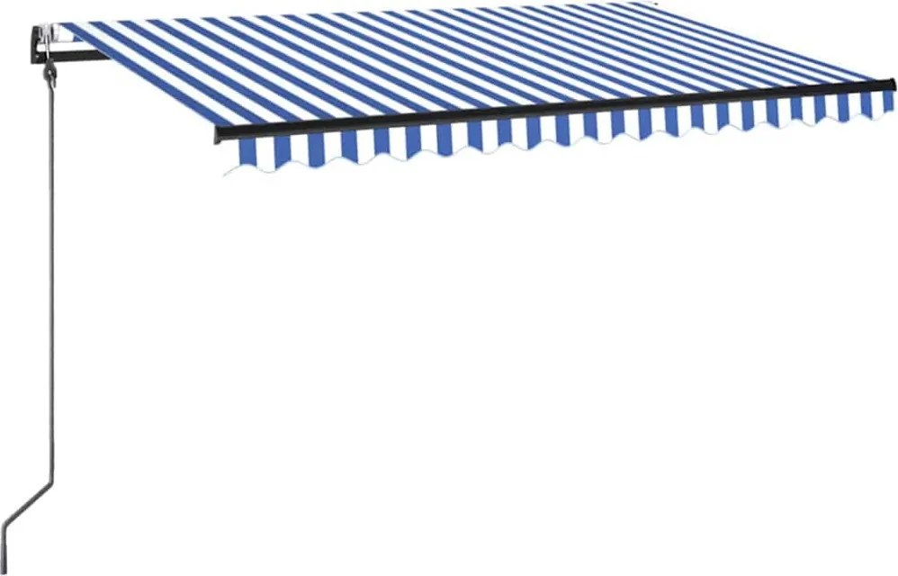 Automatická markýza LED a senzor větru 300 x 250 cm modrobílá 3069071