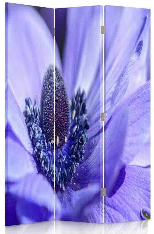 Ozdobný paraván Příroda Květina Fialová - 110x170 cm, třídílný, klasický paraván