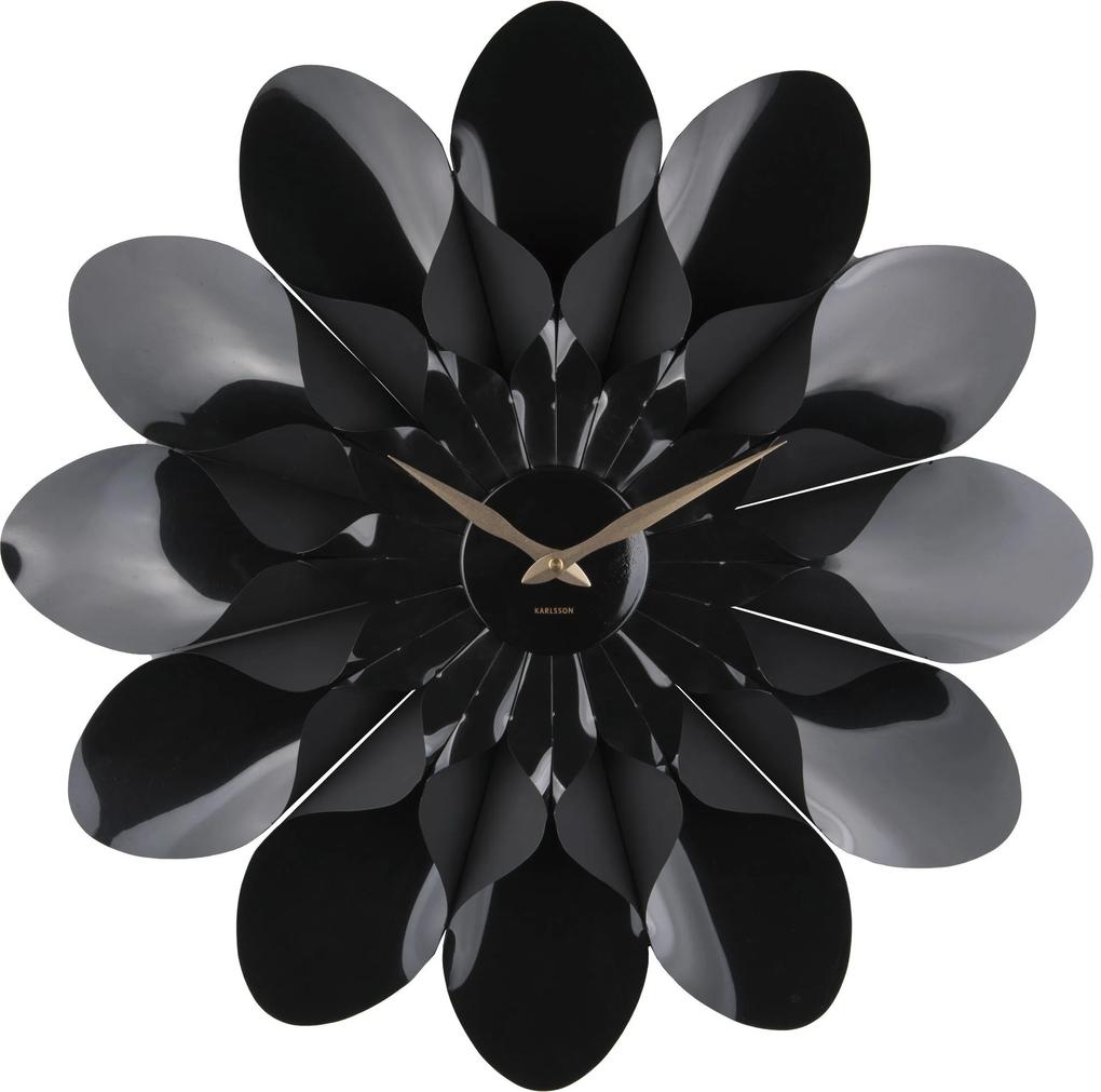 Nástěnné hodiny Flower 60 cm černé