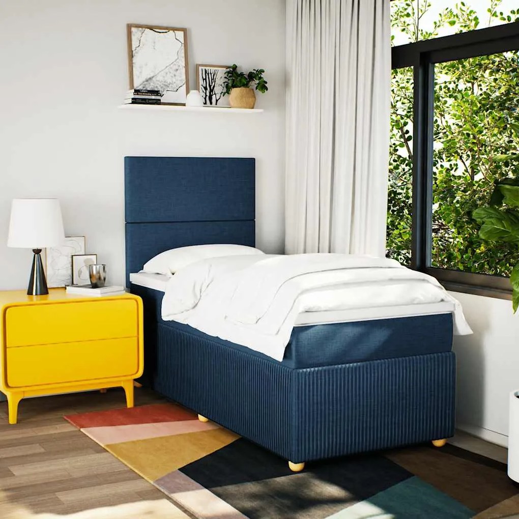 Box spring postel s matrací modrá 80x200 cm textil 3294182