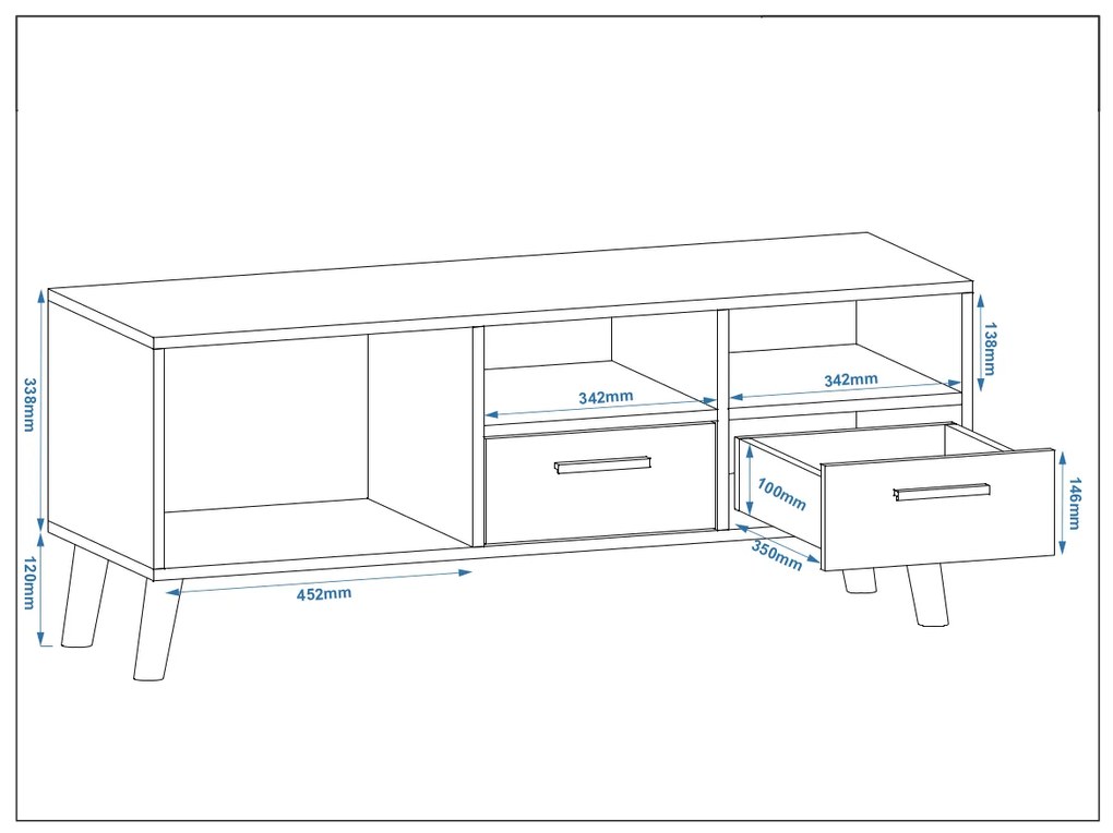 Vomaks unit, s.r.o. Televizní stolek MIRAZ Barva: ořech - světlý