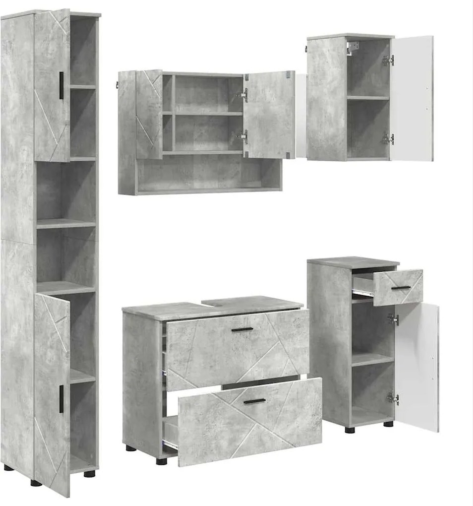 Sada koupelnového nábytku 5 ks Betonově šedá 35 x 30 x 192 cm 3393076