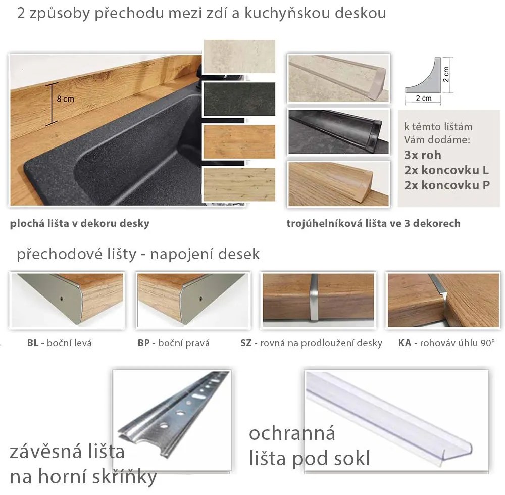 Kuchyňská linka INFINITY s | 170x310 cm | artisan/šedá mat