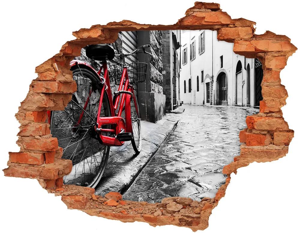 Wallmuralia Díra 3D foto tapeta nálepka Červené kolo 90x70 cm