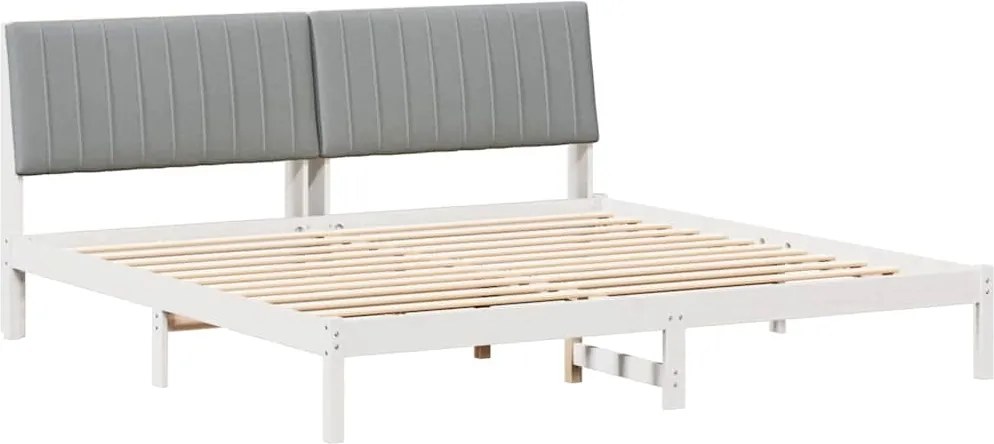 Rám postele s čelo Bílá 200 x 200 cm Masivní borové dřevo 3394402