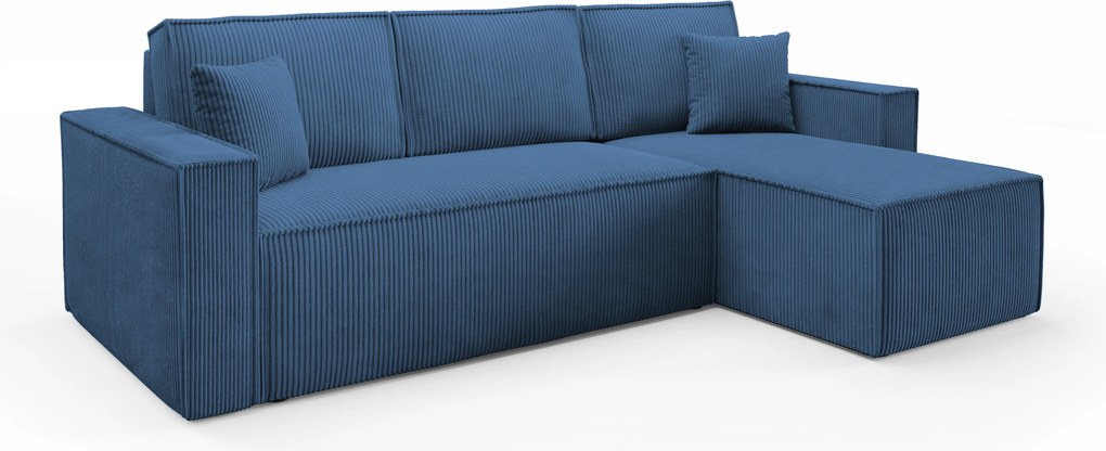 Rohová rozkládací sedací souprava do L BASIC, 240 cm, s úložným prostorem Roh pohovky: Pravý roh, Barva látky: Černá (Poso 135)