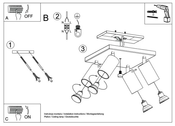 Sollux SL.0090 - Bodové svítidlo RING 4 4xGU10/10W/230V bílá