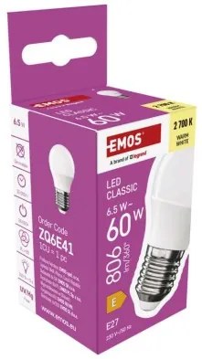 Emos lighting LED žárovka Classic Mini Globe / E27 / 6,5 W (60 W) / 806 lm / teplá bílá 1525733293