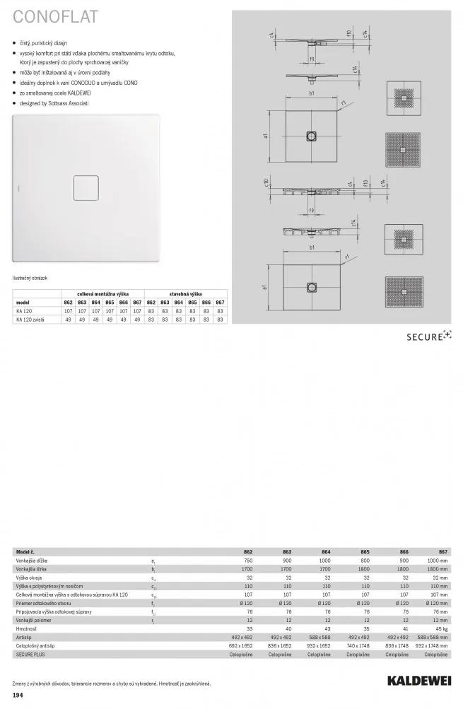 Kaldewei CONOFLAT - vanička 80x180 cm s povrchovou úpravou Perl-effekt, alpská bílá 865-1 + Antislip