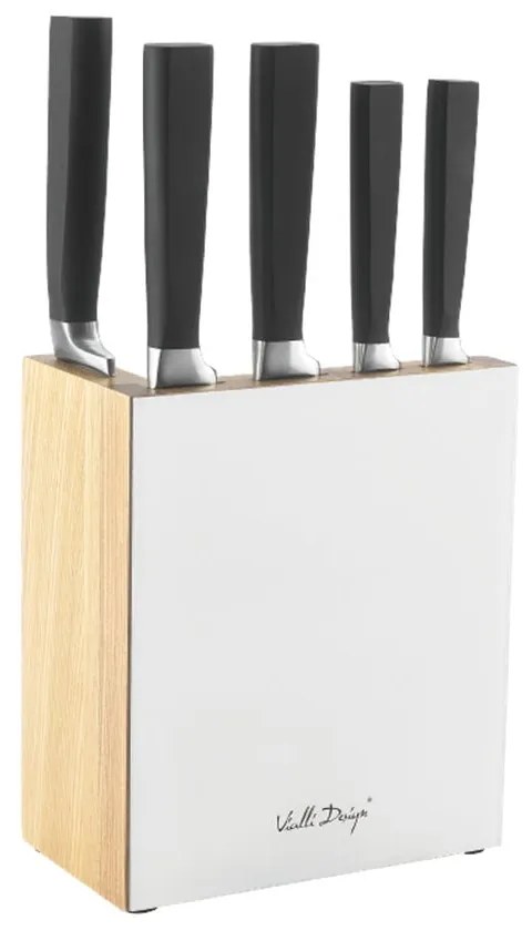 Sada 5 nožů s bílým stojanem Vialli Design Fino