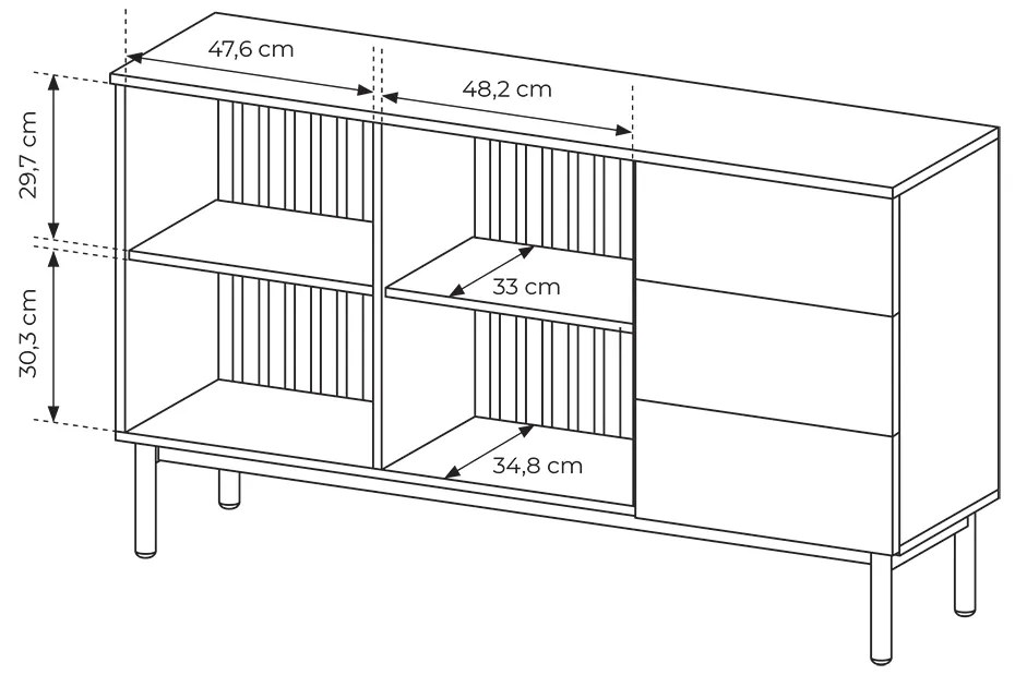 LANG c | komoda 150 2D3S + LED osvětlení | 150 cm | černá/dub evoke