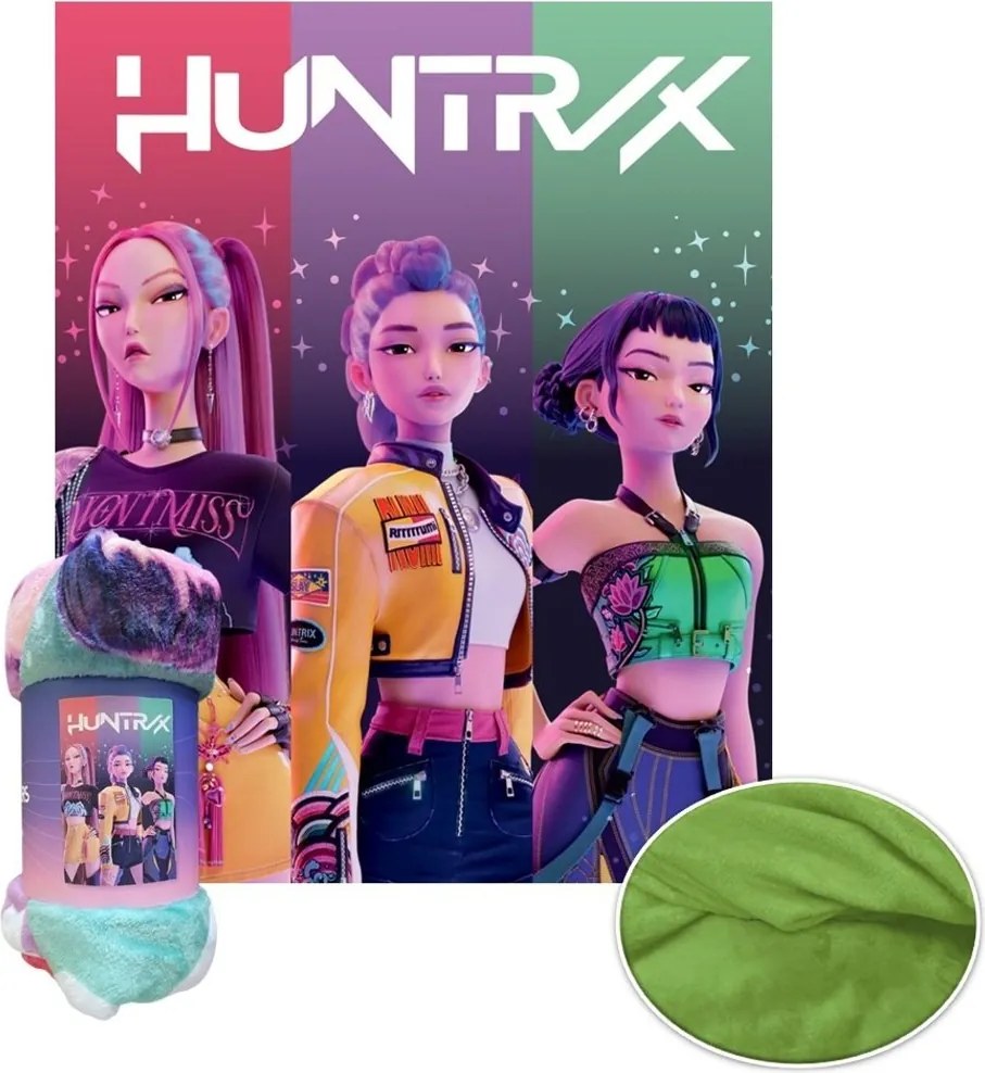 Dětská coral fleece deka KPop Demon Hunters - HUNTR/X - motiv Trio - 130x160 cm