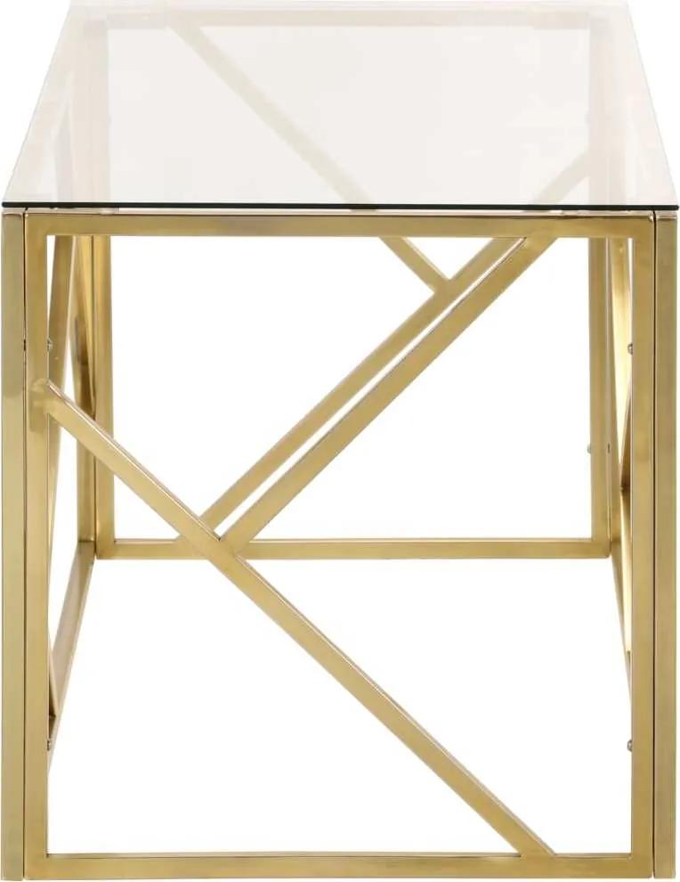 vidaXL Konferenční stolek nerezová ocel a tvrzené sklo [349938] Barva: Zlatá a černá