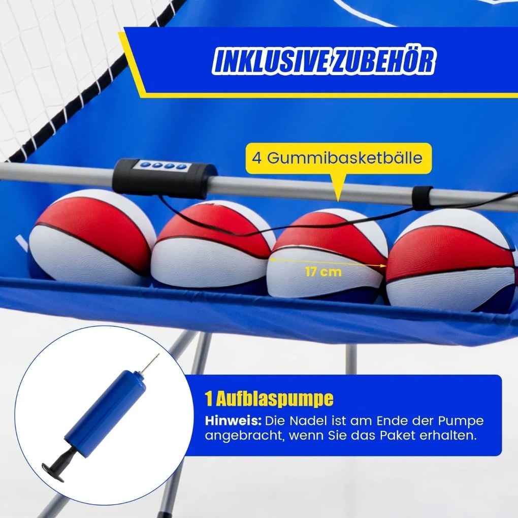 Costway Basketbalový stroj 8 v 1 se 4 míči a vzduchovou pumpou a 8 herními