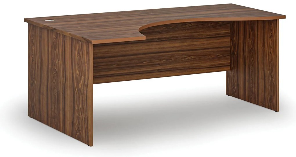 Ergonomický kancelářský psací stůl PRIMO WOOD, 180x120 cm, levý, ořech