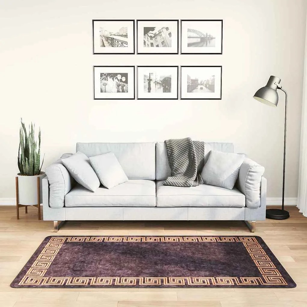 Koberec pratelný 80 x 150 cm černý a zlatý 337928