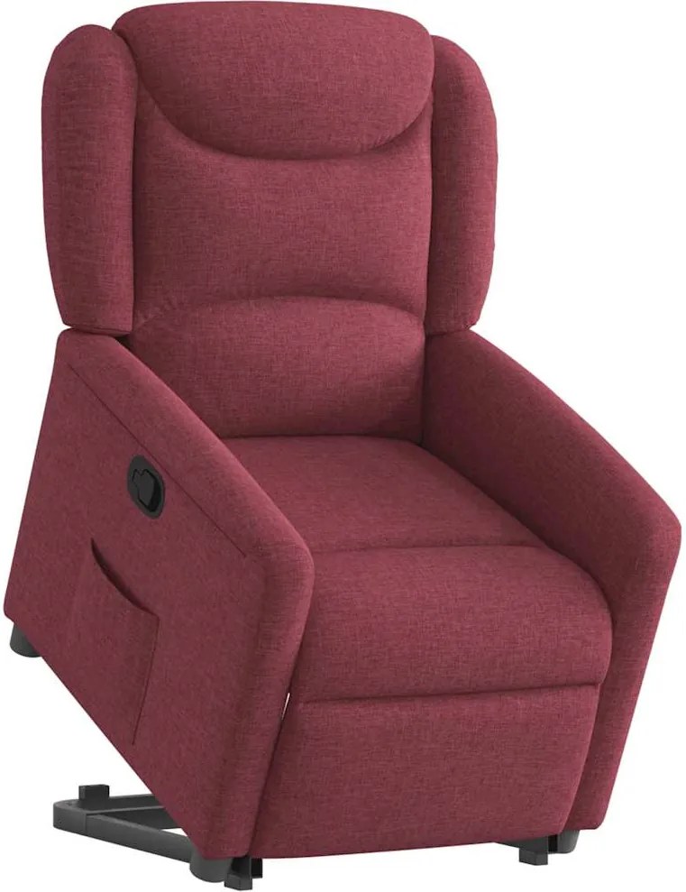 Zvedací polohovací křeslo vínové textil 3303197