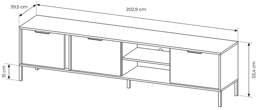 Skříňka RTV Interi s výklenkem 200 cm - Antracytová