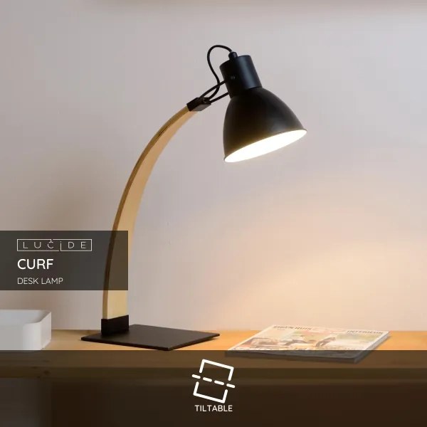 Lucide 03613/01/30 - Stolní lampa CURF 1xE27/60W/230V černá