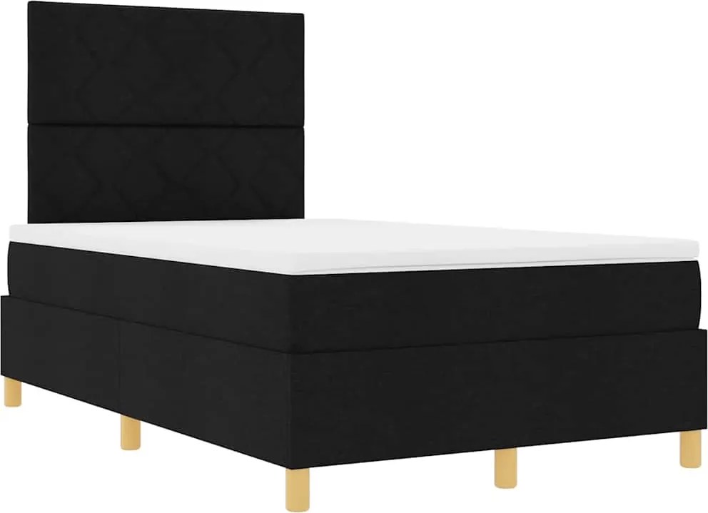 Postel s boxspringem s čelo Černá 120 x 190 cm textil 3339681