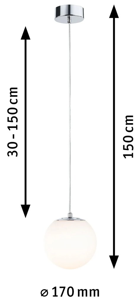 Paulmann 71066 Gove, koupelnové závěsné svítidlo LED 9W 3000K, chrom, průměr 17cm, IP44