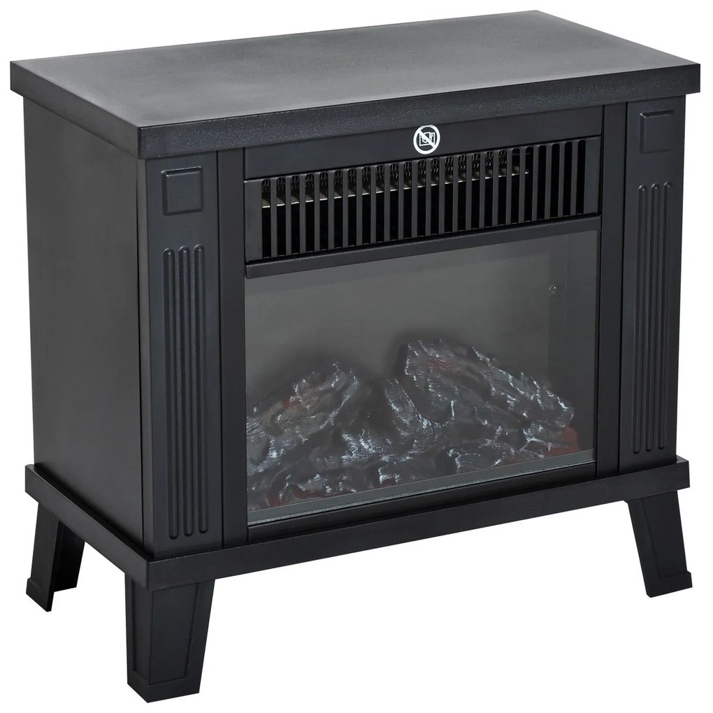 HOMCOM elektrický krb elektrická kamna stojící krb s efektem plamene 6001200W kov černý 34x17x31 cm pro příjemné večery |