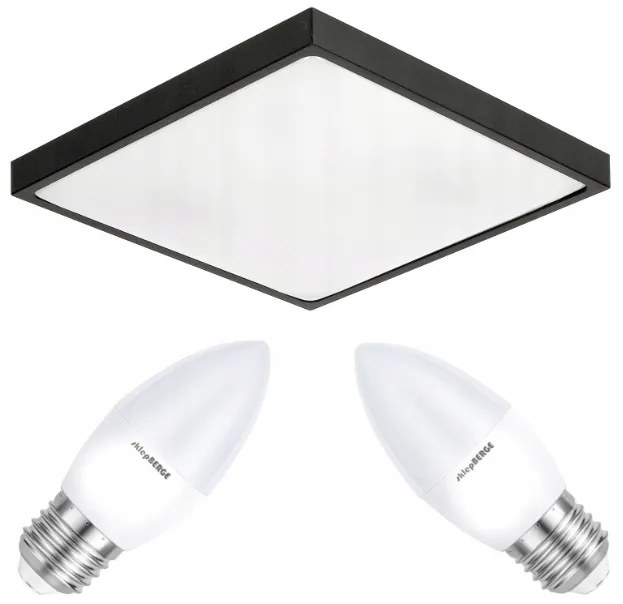 BERGE Stropní LED svítidlo LARI-S BLACK - 2xE27 IP20 + 2x E27 10W svíčka - studená bílá