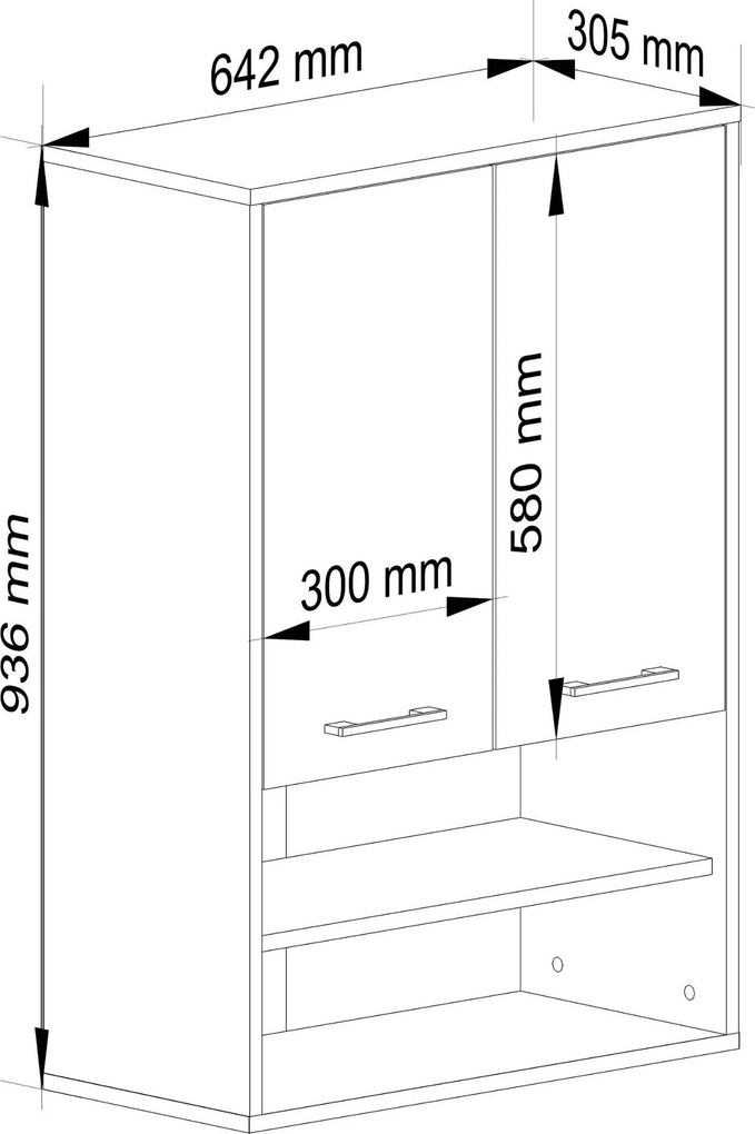 Závěsná koupelnová skříňka Fin W64 2D 64 cm - výběr z 8 provedení
