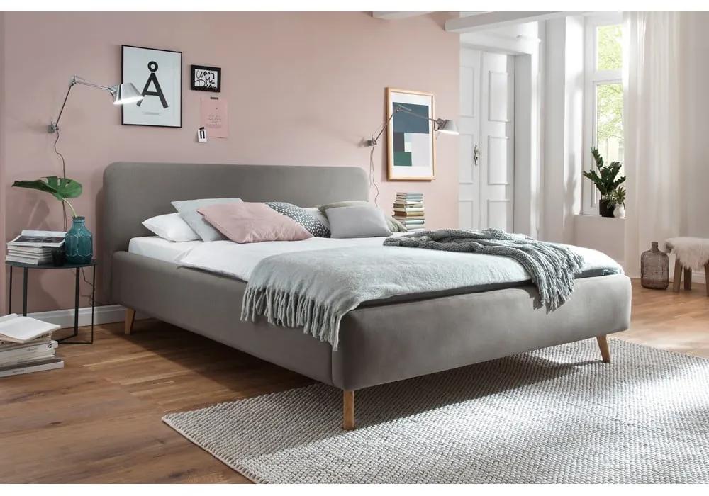 Šedohnědá čalouněná dvoulůžková postel 140x200 cm Mattis – Meise Möbel