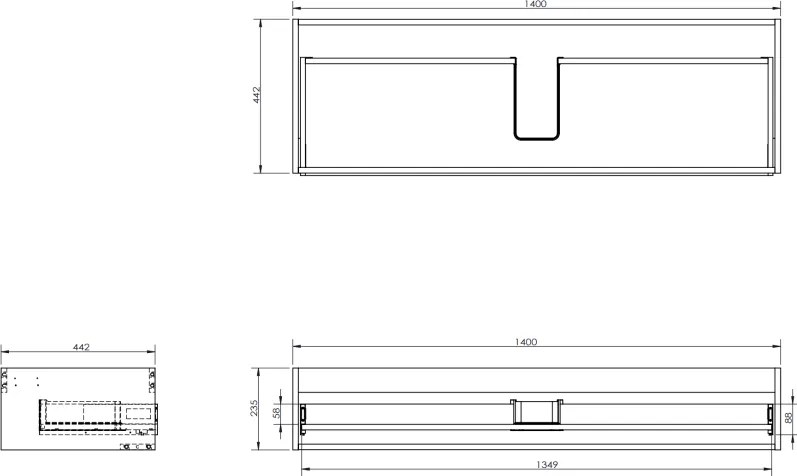 Mexen Rivel, koupelnová skříňka 140 cm s umyvadlem Vela, 1 zásuvka, drážkovaná, grafitová matná/bílá matná, 91A20-14023-1-BF66-W23M0