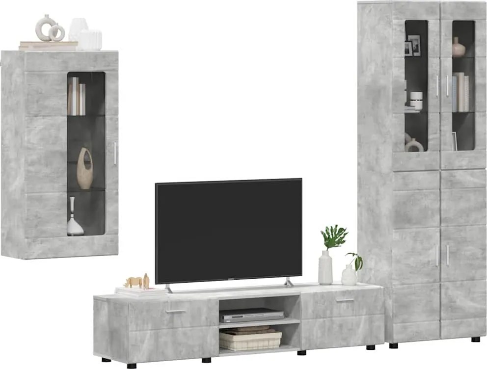 Sestava TV skříněk FLORIN 3 ks Betonově šedá Kompozitní dřevo 3397967