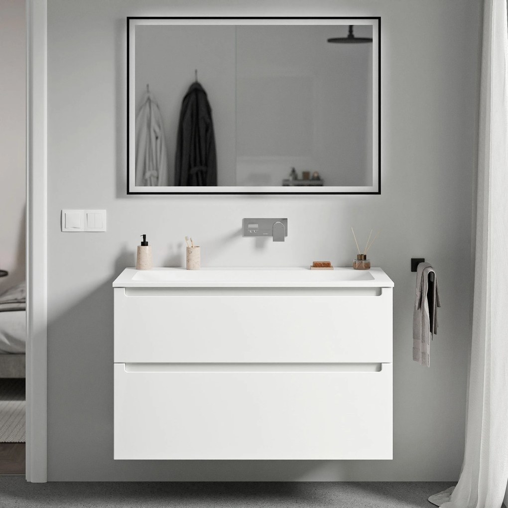 Koupelnová skříňka VIREO 80 cm s umyvadlem z minerálního odlitku CREAM