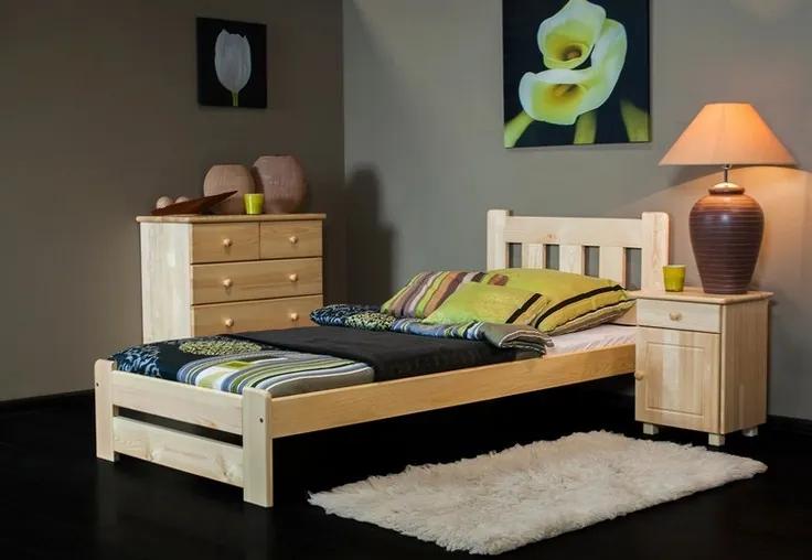 ImportWorld Dřevěná postel Vojtěch 90x200 + rošt ZDARMA (Barva dřeva: Borovice)