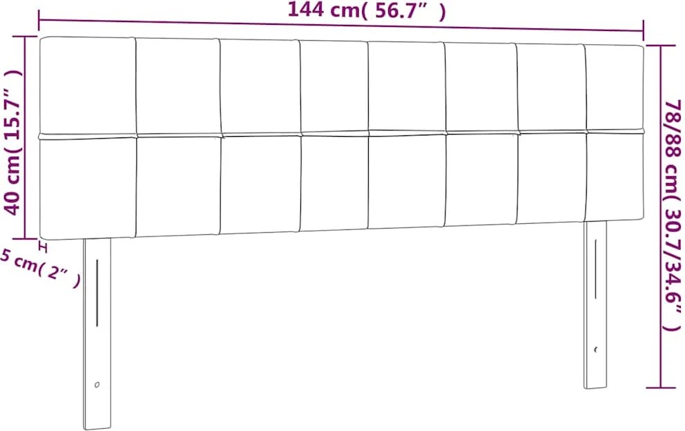 Čelo postele s LED tmavě šedé 144x5x78/88 cm textil 3121611