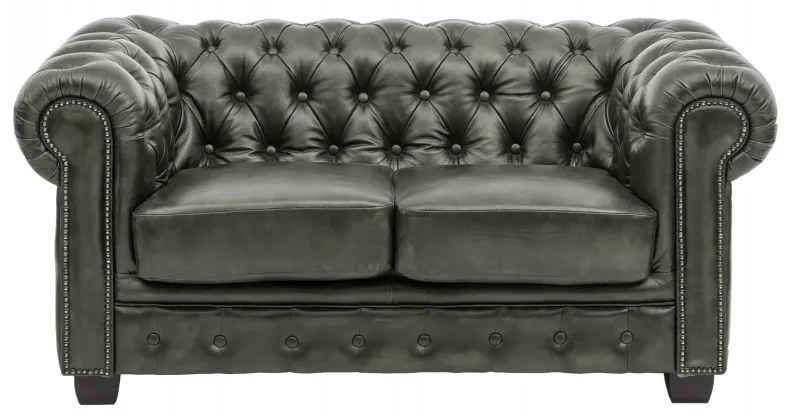 Dvoumístná pohovka z pravé kůže Chesterfield IV