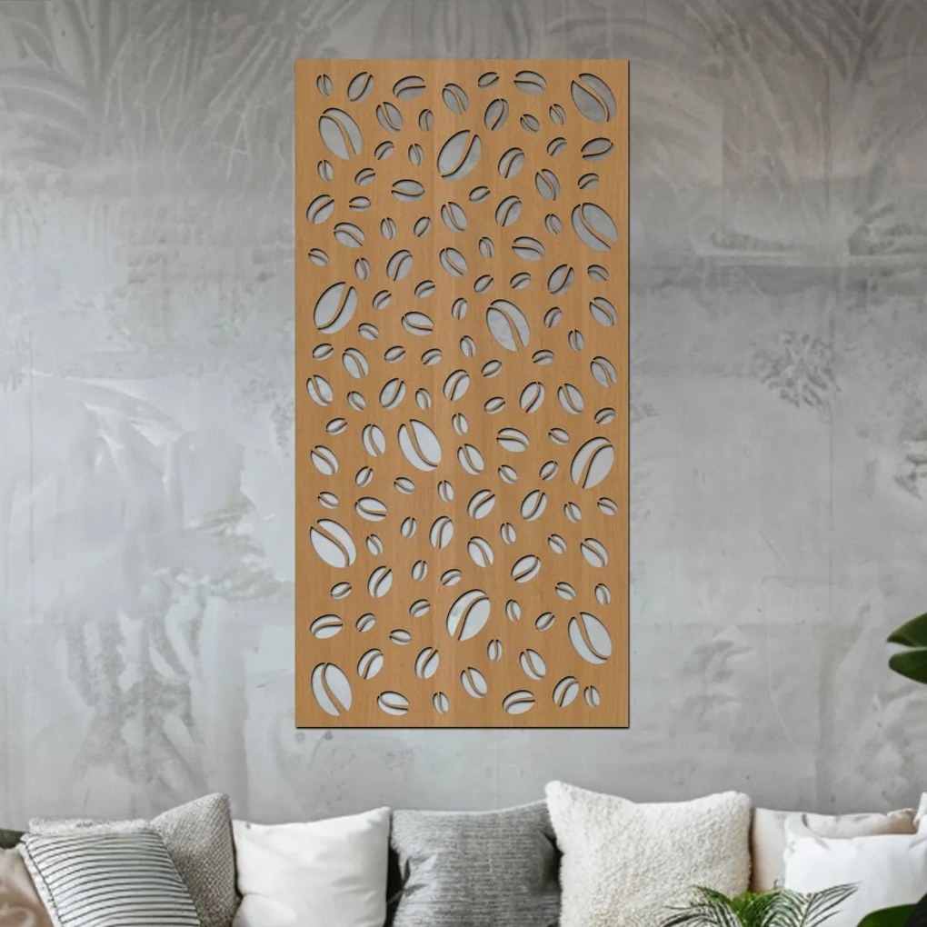 dřevo života Dřevěný panel KÁVOVÁ ZRNA malá Zvolte rozměr (cm): 40x80, Zvolte barvu dekoru: Buk