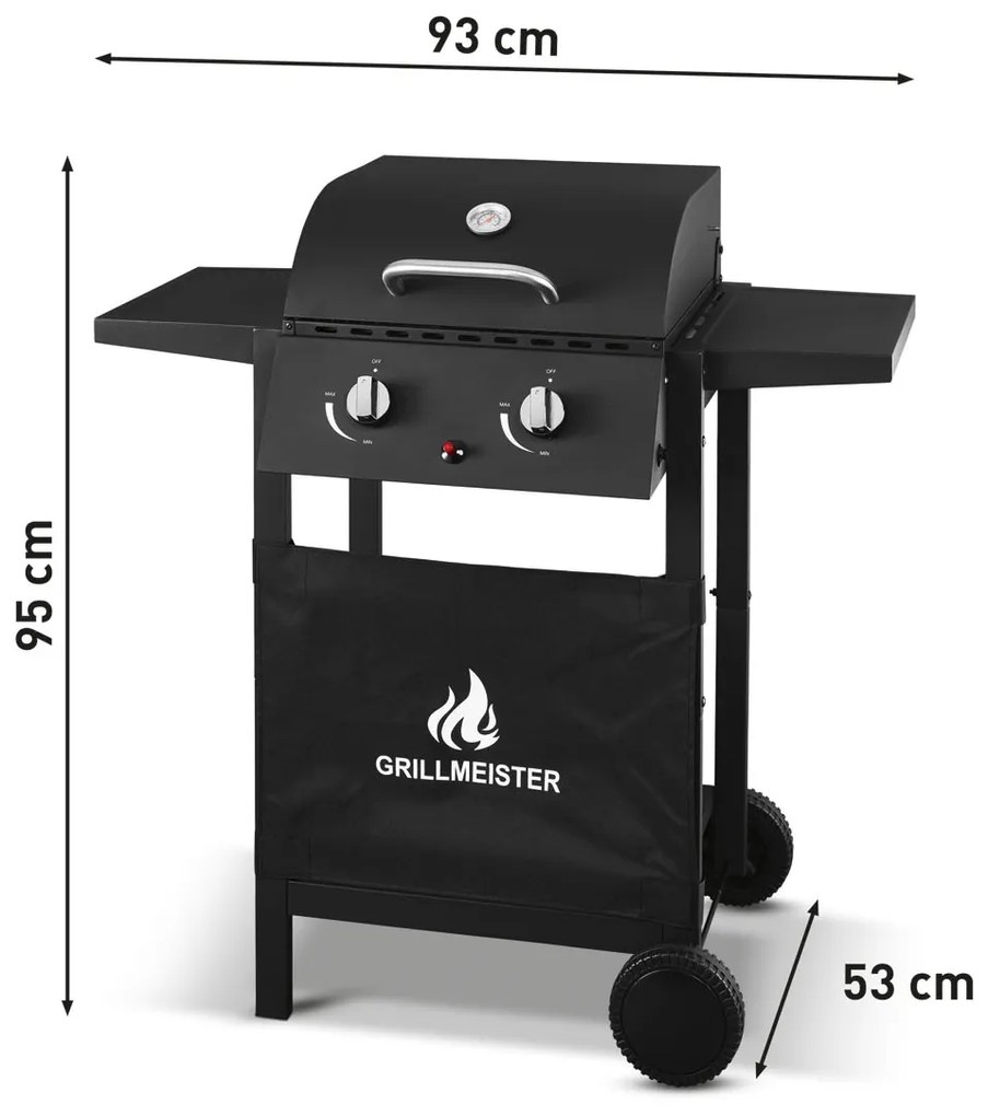 GRILLMEISTER Plynový gril se 2 hořáky, 6 kW