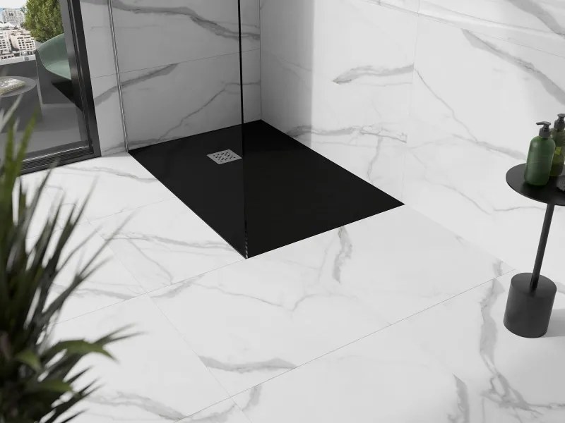 Mexen Stone+ obdélníkový kompozitní sprchový kout 90 x 70 cm, černý - 44707090