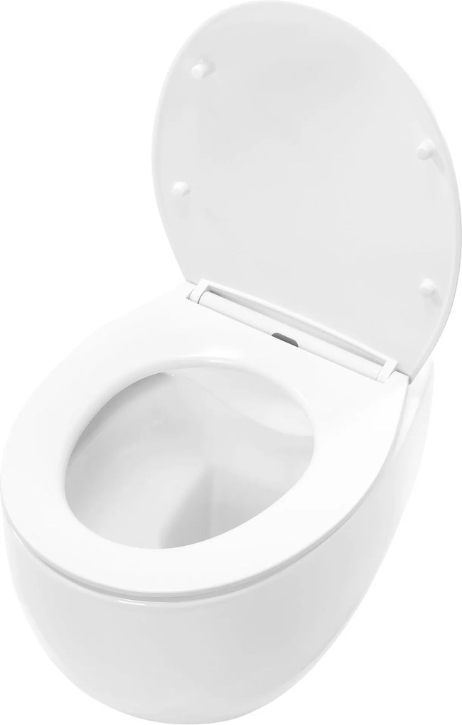 Rea Lars, závěsná WC mísa Rimless 50x37x29 cm včetně sedáku s pomalým zavíráním, bílá, REA-C9500