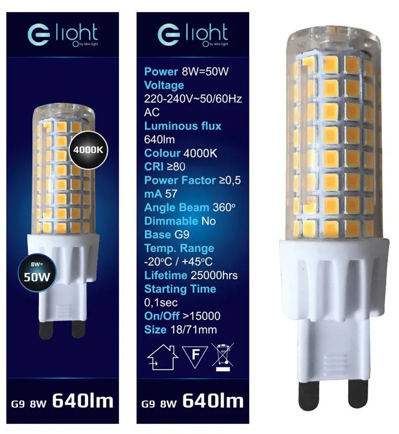 LED žárovka G9 neutrální 4000k 7w 640 lm