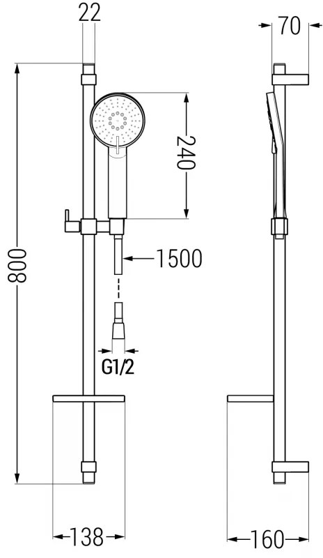 Mexen DQ40 posuvný sprchový set, Zlatá - 785404581-50