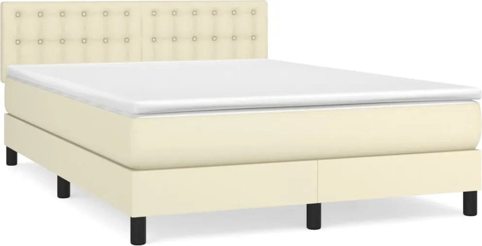 Box spring postel s matrací krémová 140x200 cm umělá kůže 3141127