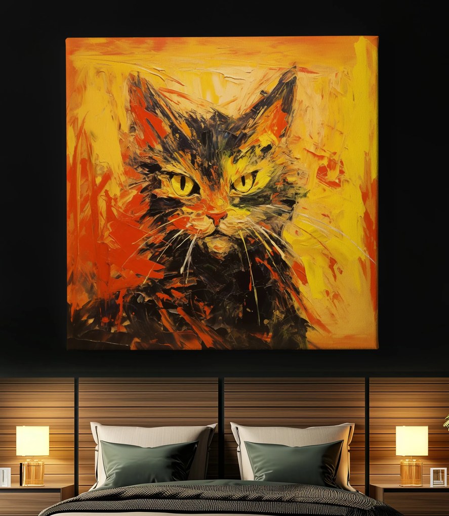 Obraz na plátně - Kočka paní Smithové FeelHappy.cz Velikost obrazu: 100 x 100 cm