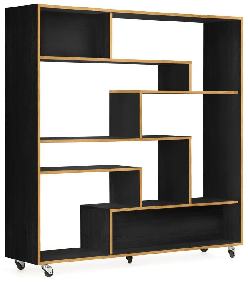 Černá knihovna s hranou v dřevěném dekoru 140x143 cm Southbury - Woodman