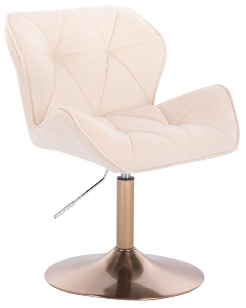LuxuryForm DESIGN Otočná židle MILANO VELUR na zlatém talíři - krémová